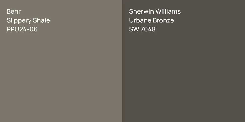 Behr Slippery Shale vs. Sherwin Williams Urbane Bronze comparison