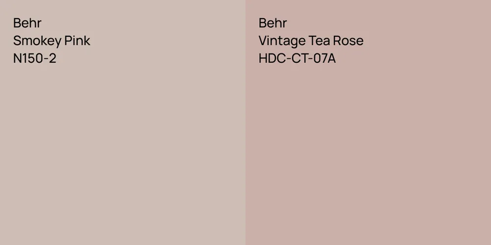Behr Smokey Pink vs. Behr Vintage Tea Rose comparison