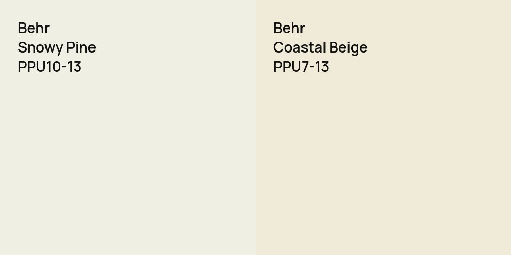 Behr Snowy Pine vs. Behr Coastal Beige comparison