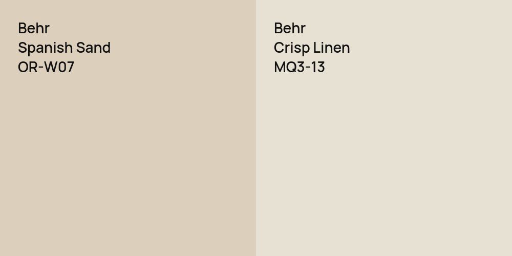 Behr Spanish Sand vs. Behr Crisp Linen comparison