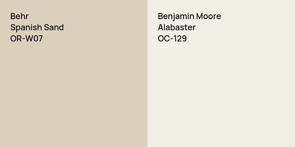 Behr Spanish Sand vs. Benjamin Moore Alabaster comparison