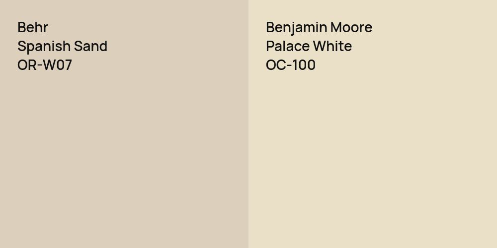 Behr Spanish Sand vs. Benjamin Moore Palace White comparison