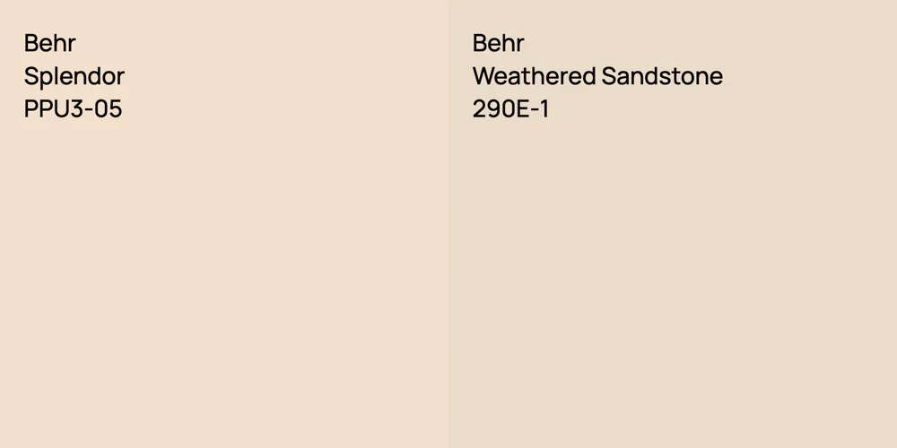 Behr Splendor vs. Behr Weathered Sandstone comparison