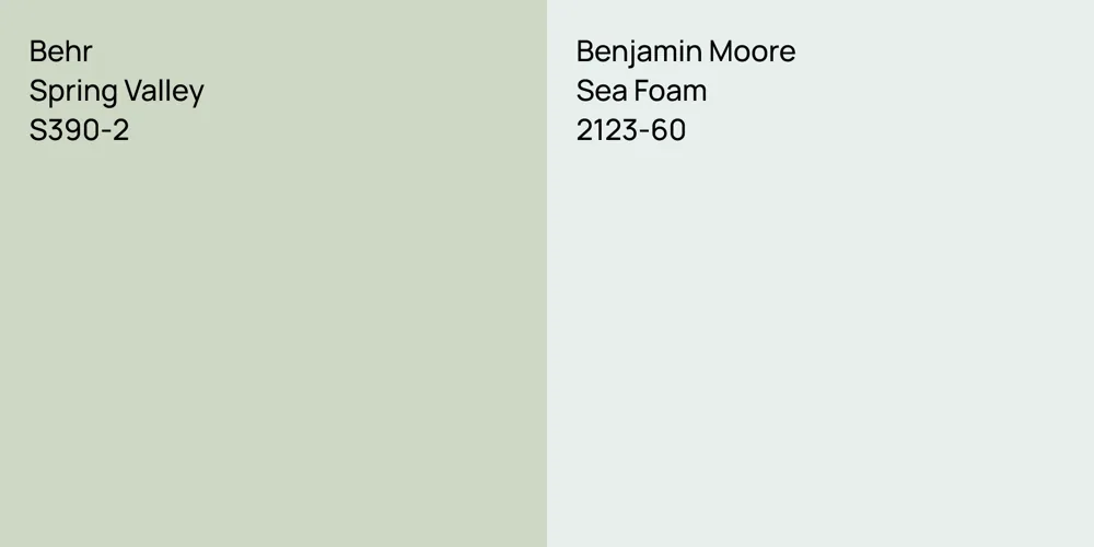 Behr Spring Valley vs. Benjamin Moore Sea Foam comparison