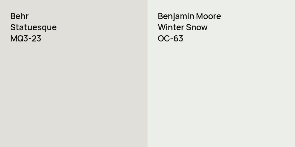 Behr Statuesque vs. Benjamin Moore Winter Snow comparison