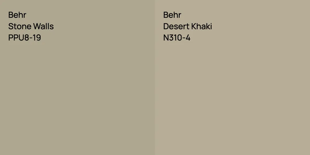 Behr Stone Walls vs. Behr Desert Khaki comparison