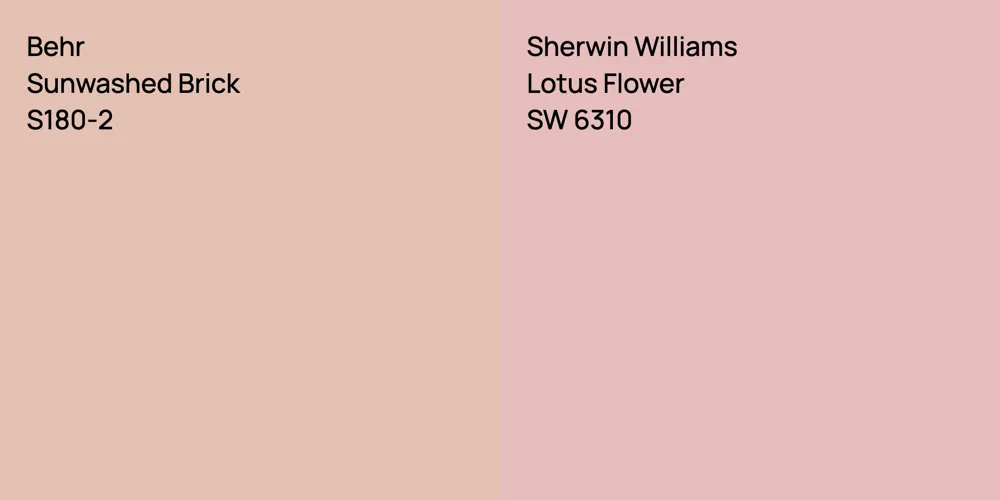 Behr Sunwashed Brick vs. Sherwin Williams Lotus Flower comparison