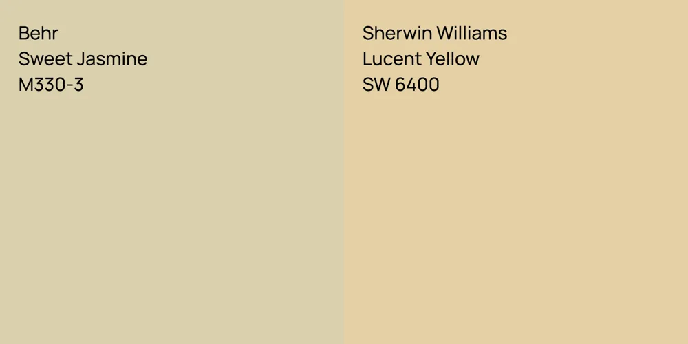 Behr Sweet Jasmine vs. Sherwin Williams Lucent Yellow comparison
