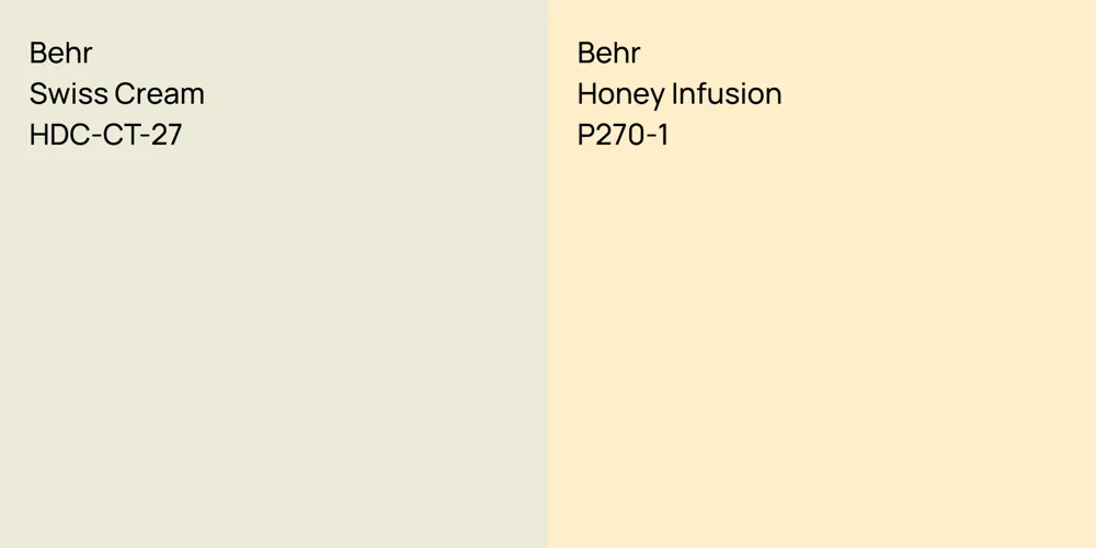 Behr Swiss Cream vs. Behr Honey Infusion comparison
