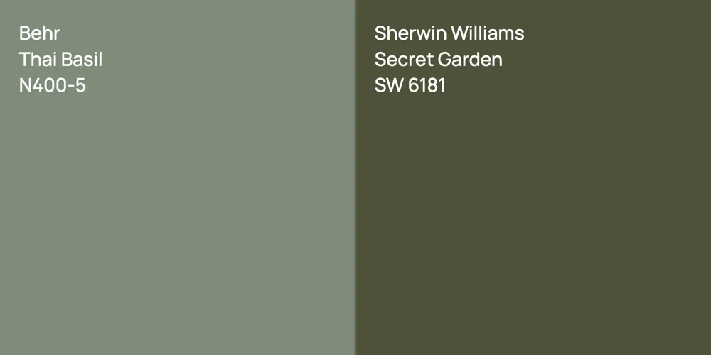 Behr Thai Basil vs. Sherwin Williams Secret Garden comparison