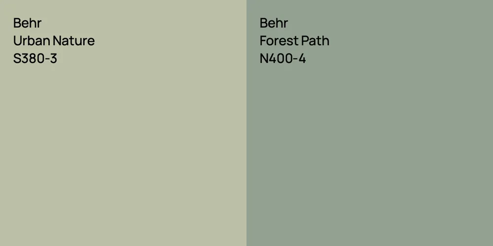 Behr Urban Nature vs. Behr Forest Path comparison