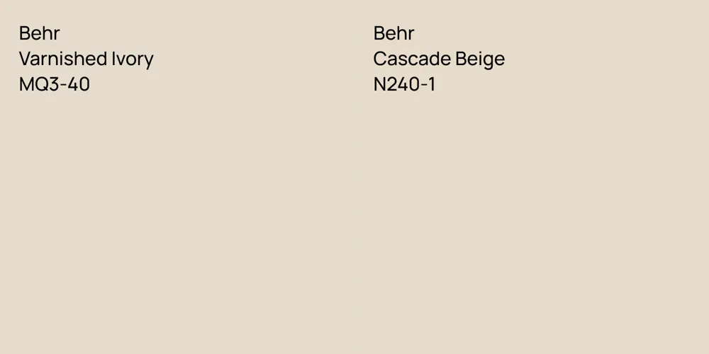 Behr Varnished Ivory vs. Behr Cascade Beige comparison