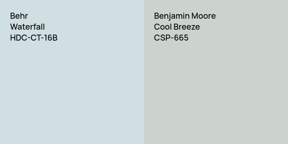 Behr Waterfall vs. Benjamin Moore Cool Breeze comparison