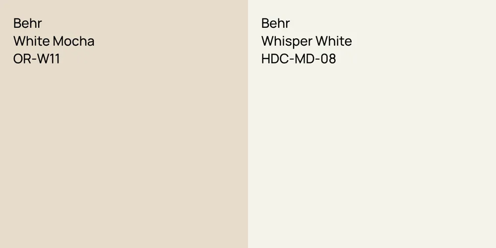 Behr White Mocha vs. Behr Whisper White comparison