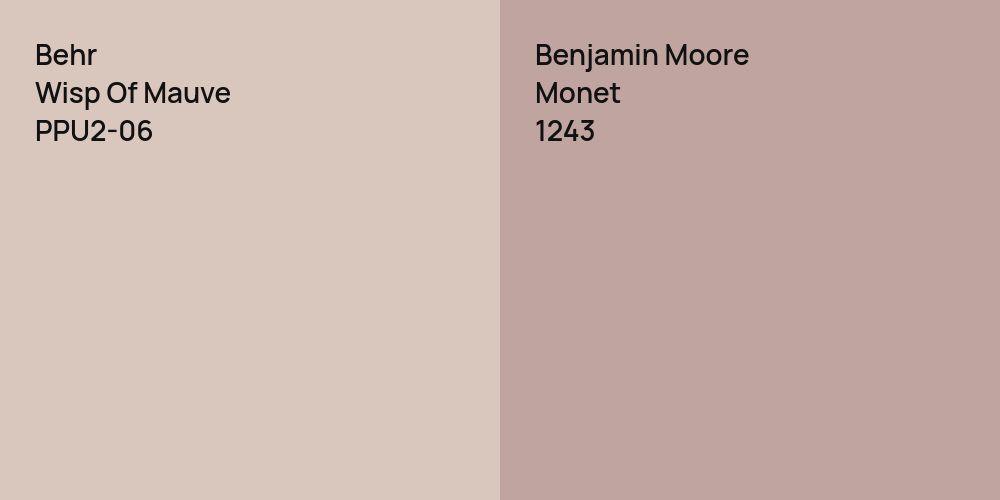 Behr Wisp Of Mauve vs. Benjamin Moore Monet comparison