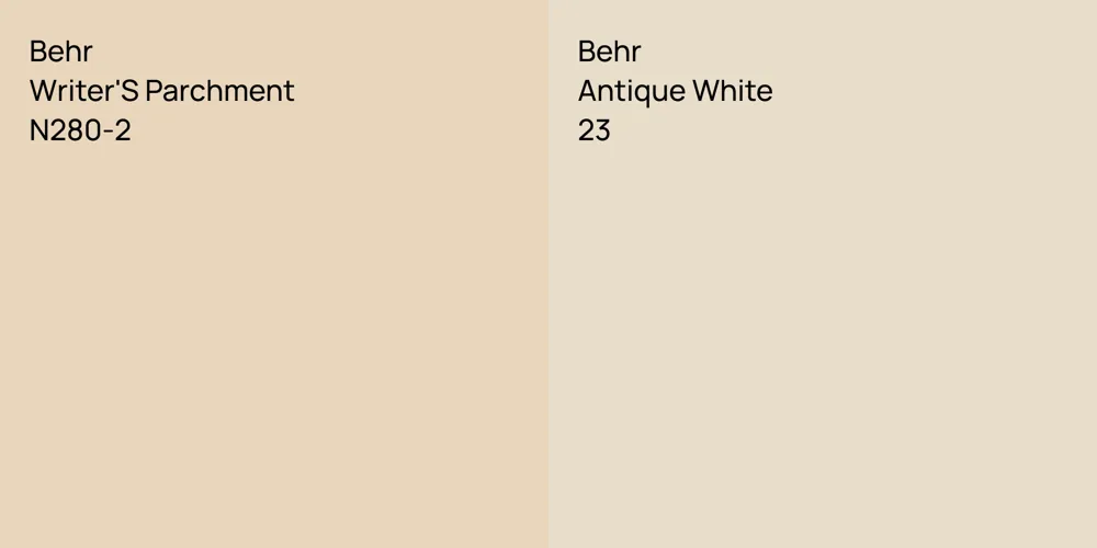 Behr Writer'S Parchment vs. Behr Antique White comparison
