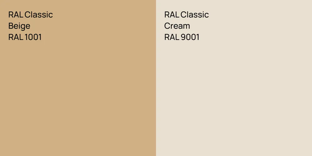 RAL Classic Beige vs. RAL Classic Cream comparison