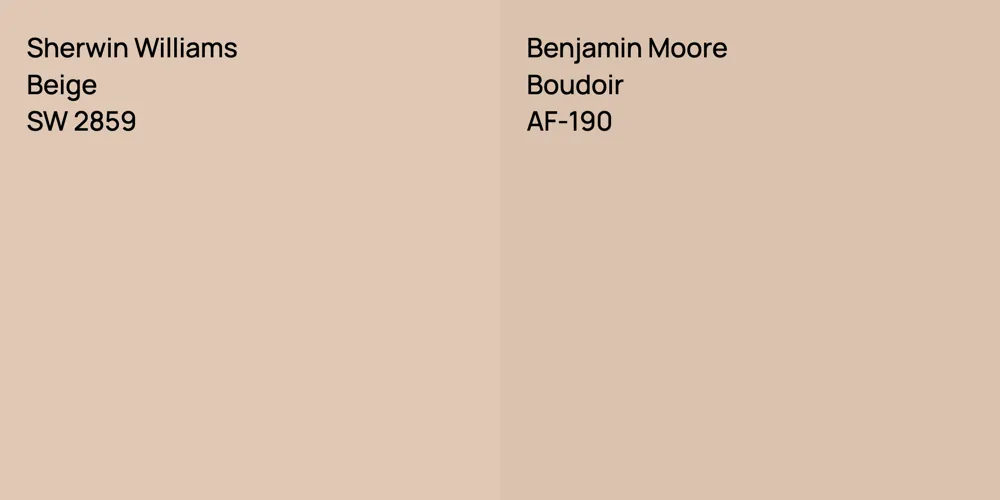 Sherwin Williams Beige vs. Benjamin Moore Boudoir comparison
