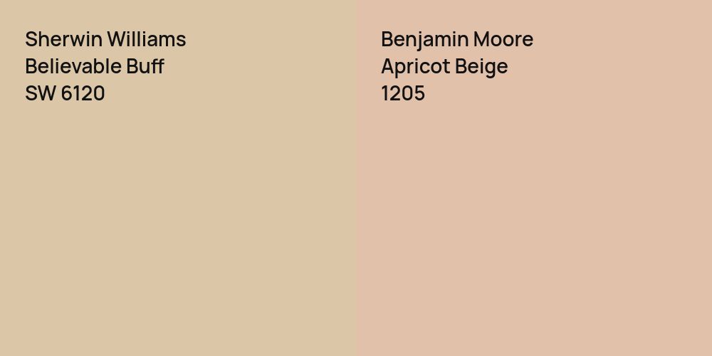 Sherwin Williams Believable Buff vs. Benjamin Moore Apricot Beige ...