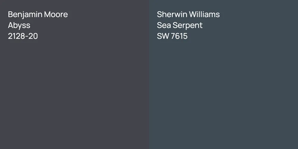Benjamin Moore Abyss vs. Sherwin Williams Sea Serpent comparison
