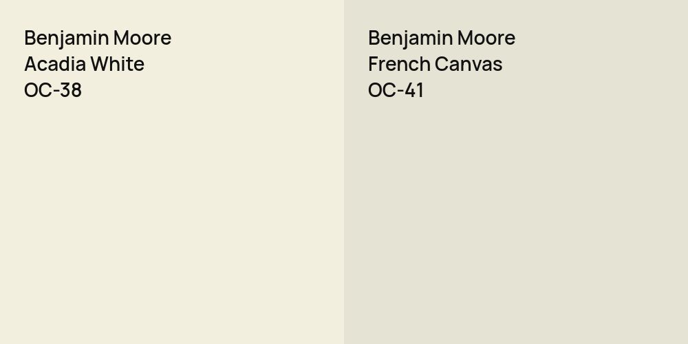 Benjamin Moore Acadia White vs. Benjamin Moore French Canvas comparison