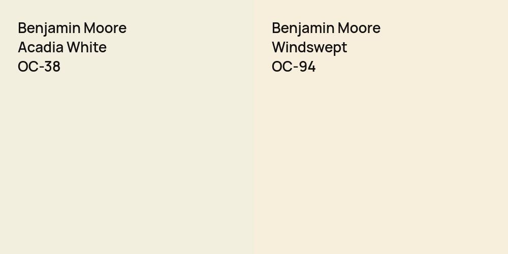 Benjamin Moore Acadia White vs. Benjamin Moore Windswept comparison