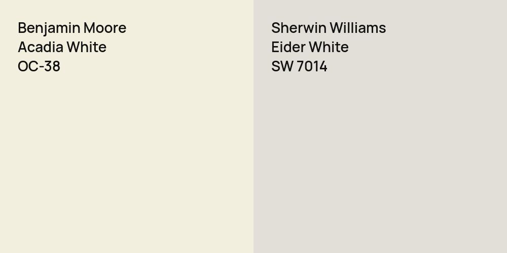 Benjamin Moore Acadia White vs. Sherwin Williams Eider White comparison