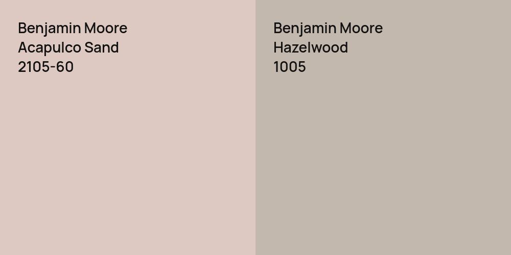 Benjamin Moore Acapulco Sand vs. Benjamin Moore Hazelwood comparison