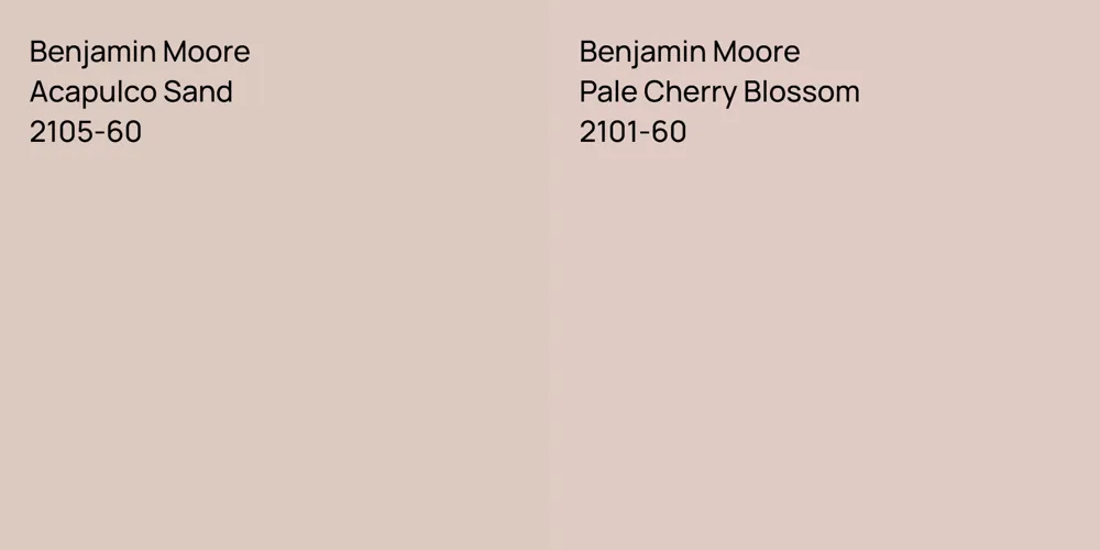 Benjamin Moore Acapulco Sand vs. Benjamin Moore Pale Cherry Blossom ...