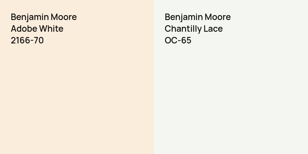 Benjamin Moore Adobe White vs. Benjamin Moore Chantilly Lace comparison