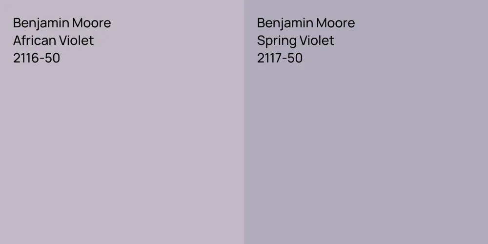 Benjamin Moore African Violet vs. Benjamin Moore Spring Violet comparison