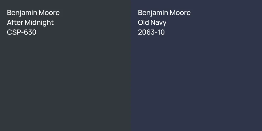 Benjamin Moore After Midnight vs. Benjamin Moore Old Navy comparison