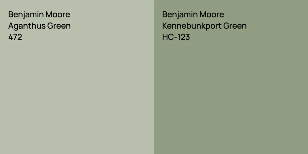 Benjamin Moore Aganthus Green vs. Benjamin Moore Kennebunkport Green ...
