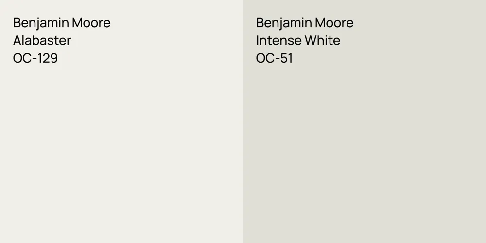 Benjamin Moore Alabaster vs. Benjamin Moore Intense White comparison