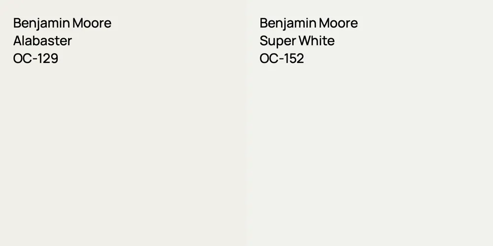 Benjamin Moore Alabaster vs. Benjamin Moore Super White comparison