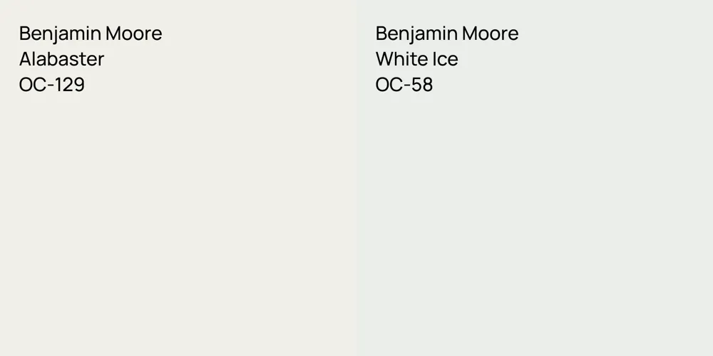 Benjamin Moore Alabaster vs. Benjamin Moore White Ice comparison