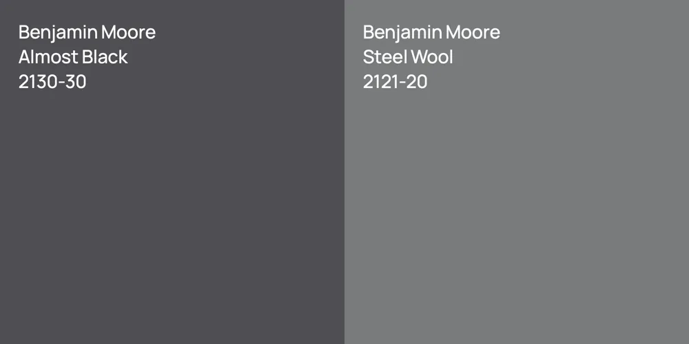 Benjamin Moore Almost Black vs. Benjamin Moore Steel Wool comparison