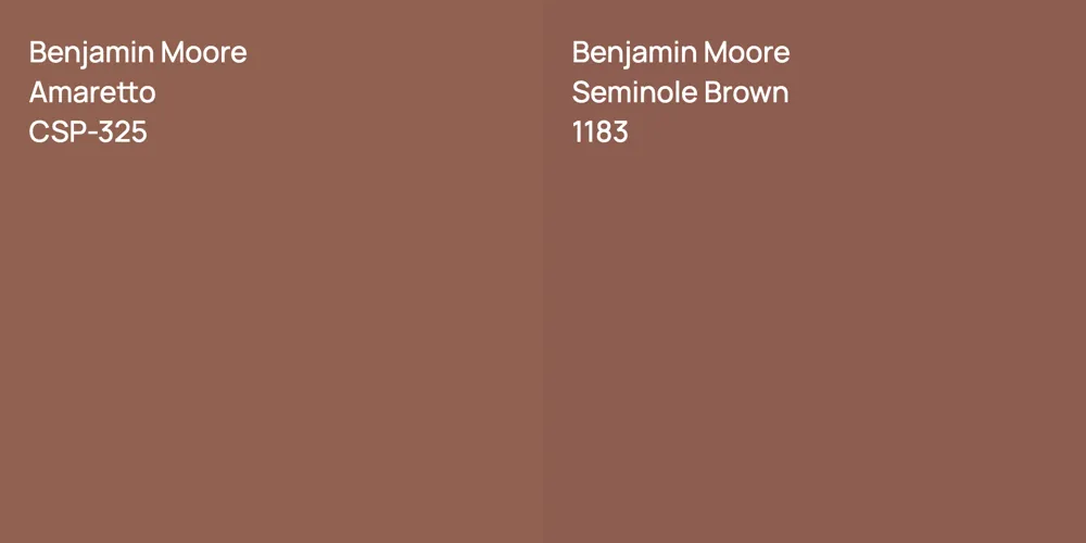 Benjamin Moore Amaretto vs. Benjamin Moore Seminole Brown comparison