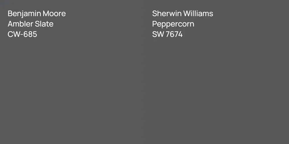 Benjamin Moore Ambler Slate vs. Sherwin Williams Peppercorn comparison