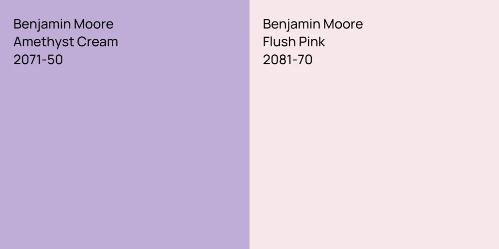 Benjamin Moore Amethyst Cream vs. Benjamin Moore Flush Pink comparison