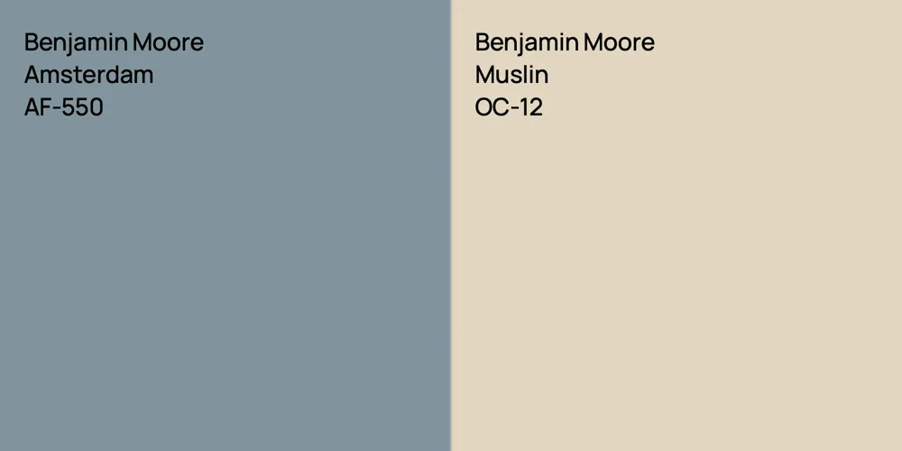 Benjamin Moore Amsterdam vs. Benjamin Moore Muslin comparison