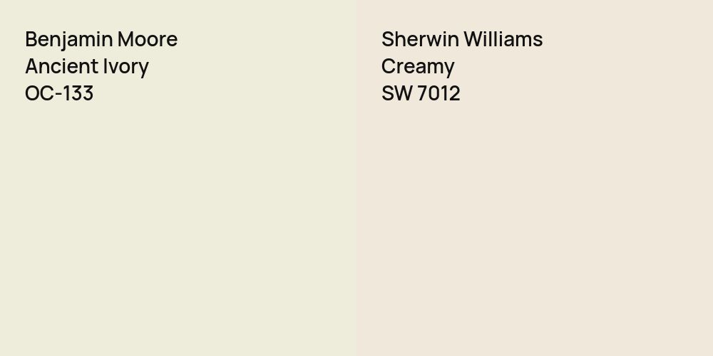 Benjamin Moore Ancient Ivory vs. Sherwin Williams Creamy comparison