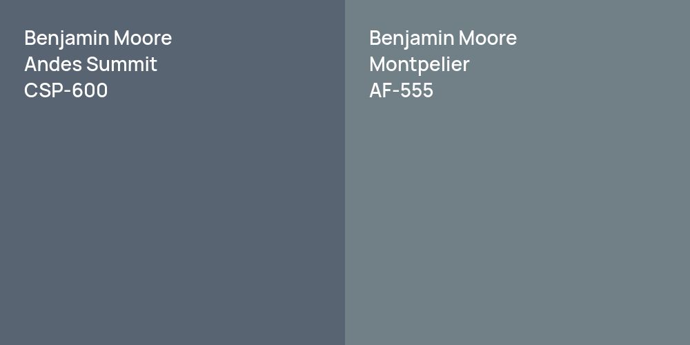 Benjamin Moore Andes Summit vs. Benjamin Moore Montpelier comparison