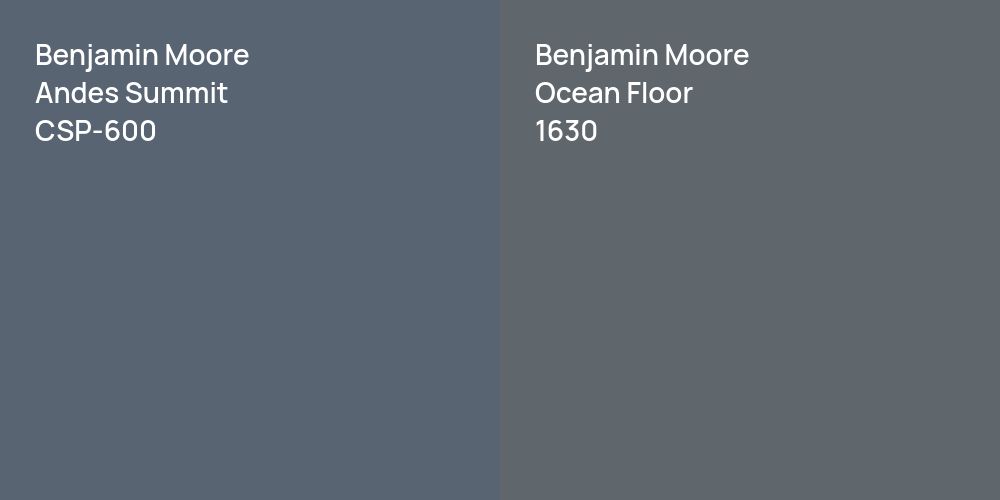 Benjamin Moore Andes Summit vs. Benjamin Moore Ocean Floor comparison