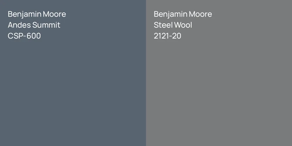 Benjamin Moore Andes Summit vs. Benjamin Moore Steel Wool comparison
