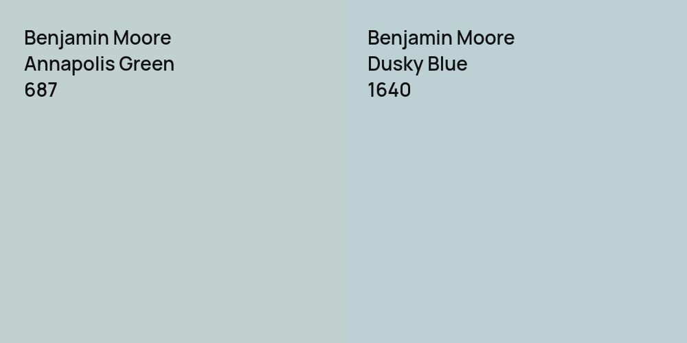 Benjamin Moore Annapolis Green vs. Benjamin Moore Dusky Blue comparison