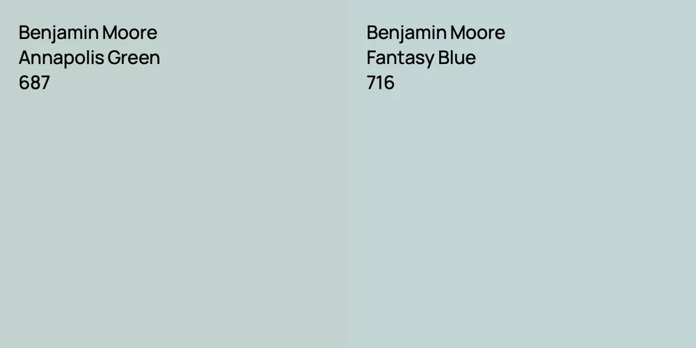 Benjamin Moore Annapolis Green vs. Benjamin Moore Fantasy Blue comparison
