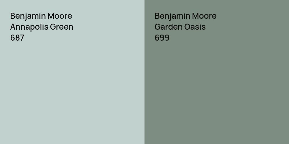 Benjamin Moore Annapolis Green vs. Benjamin Moore Garden Oasis comparison