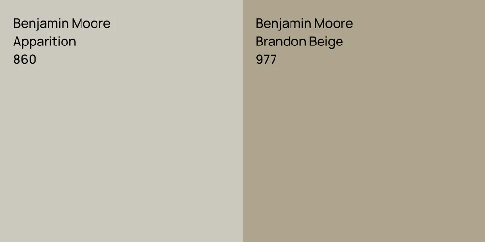 Benjamin Moore Apparition vs. Benjamin Moore Brandon Beige comparison