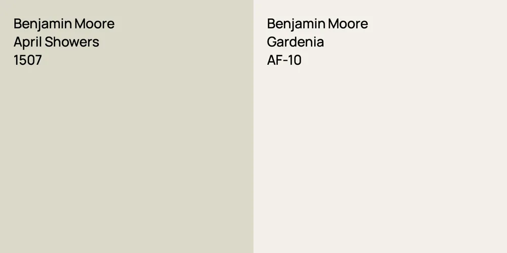 Benjamin Moore April Showers vs. Benjamin Moore Gardenia comparison